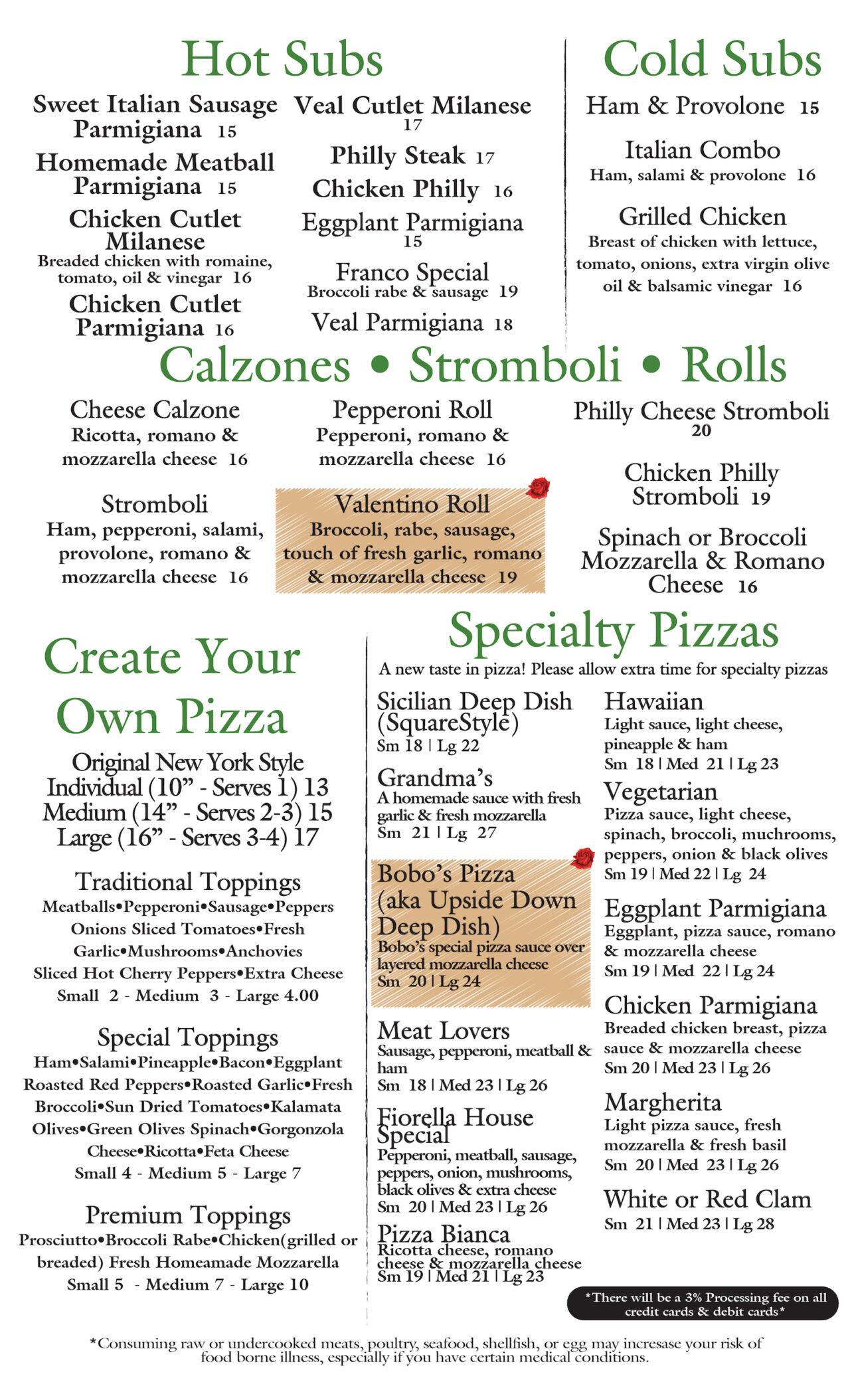 LUNCH MENU | Fiorella Italian Restaurant